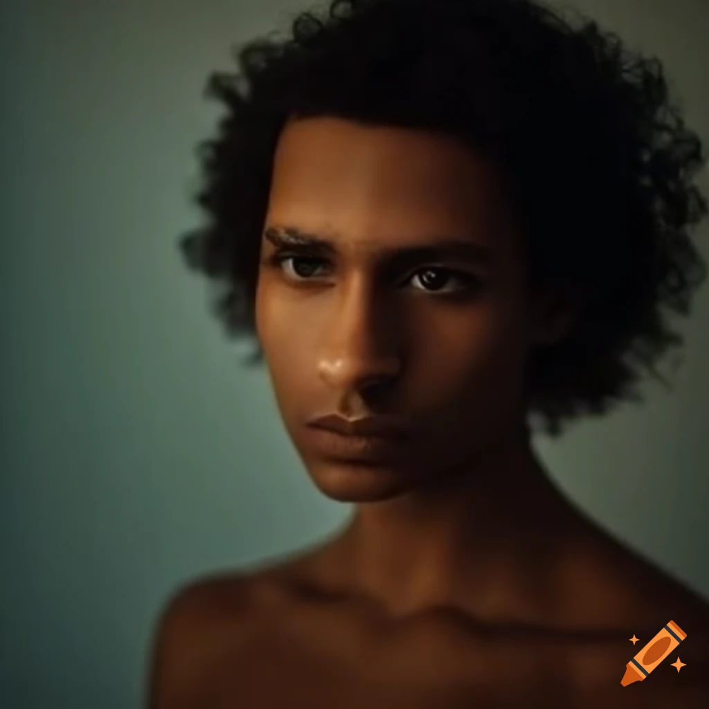 Portrait of a square-jawed humanoid alien man with Arabic features on ...