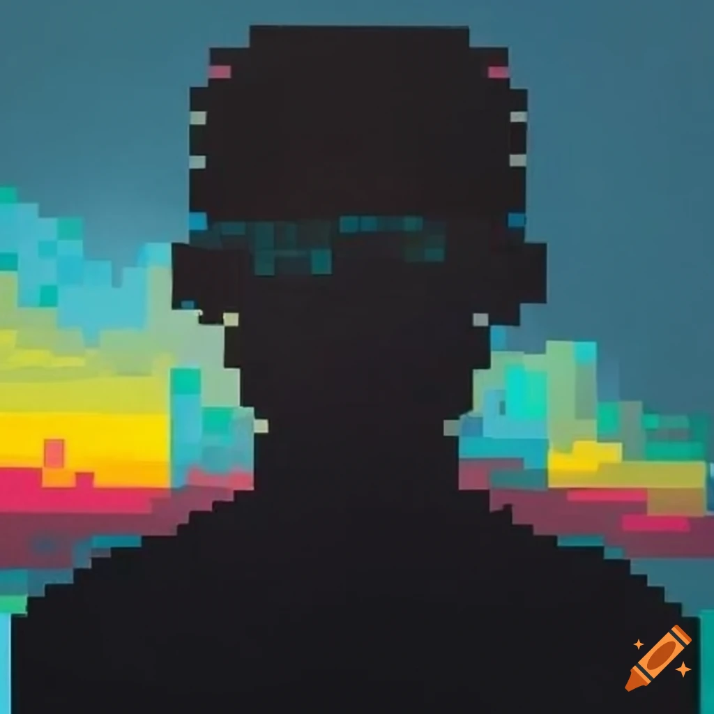 Pixelated surrealist painting of three people in brooklyn on Craiyon