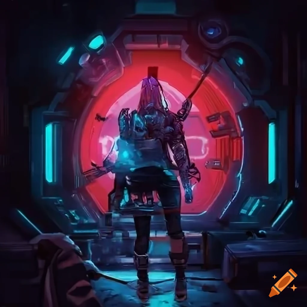 Cyberpunk chronomancer using time rewind ability on Craiyon