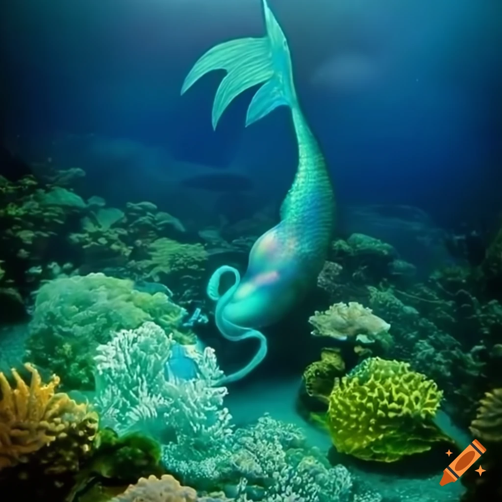 Two mermaid goddesses in an enchanting realm on Craiyon