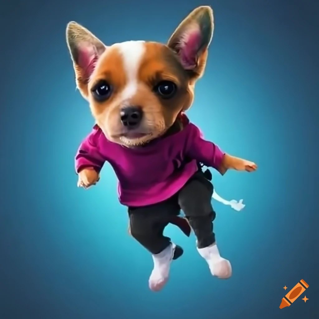 Puppy hip hop dancing in costume on Craiyon