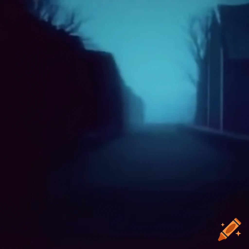 Liminal complex in complete darkness with blury, grainy vhs effect on ...