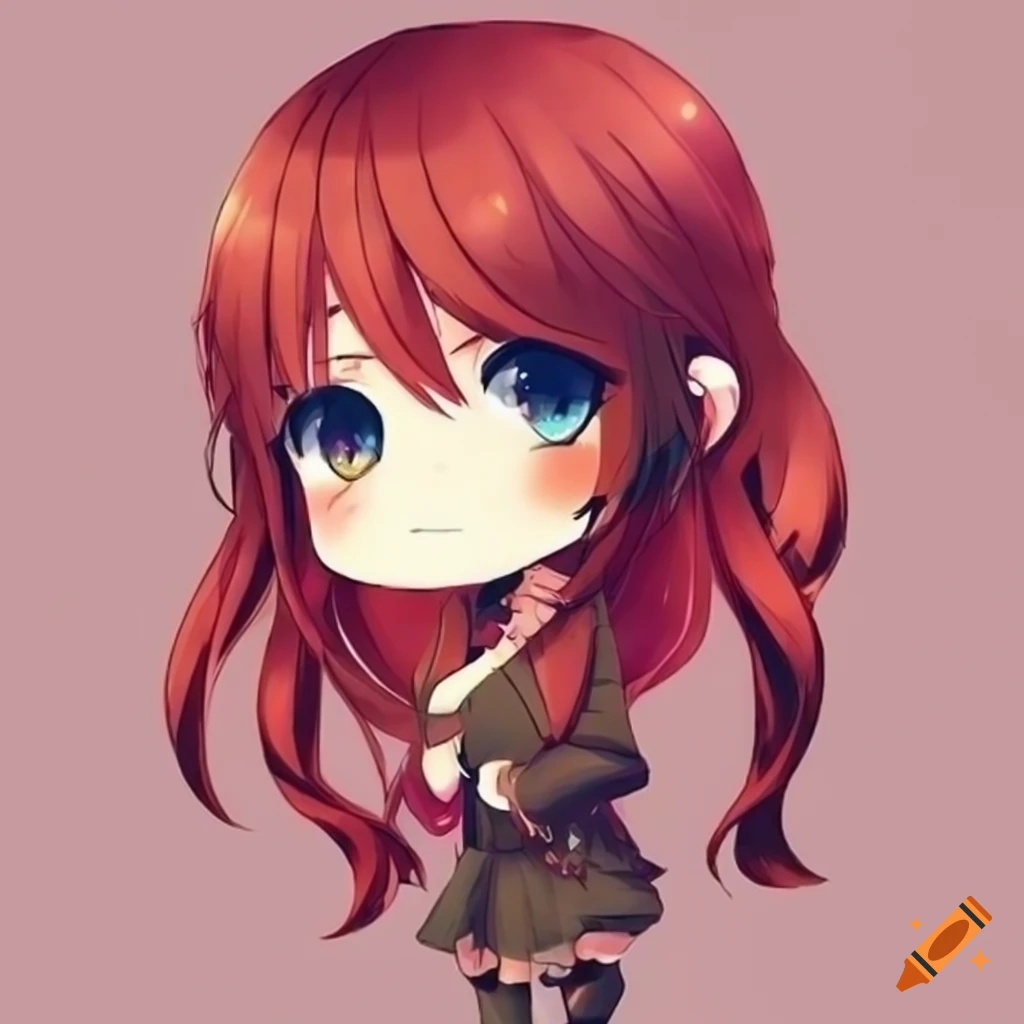 Red hair anime chibi character on Craiyon