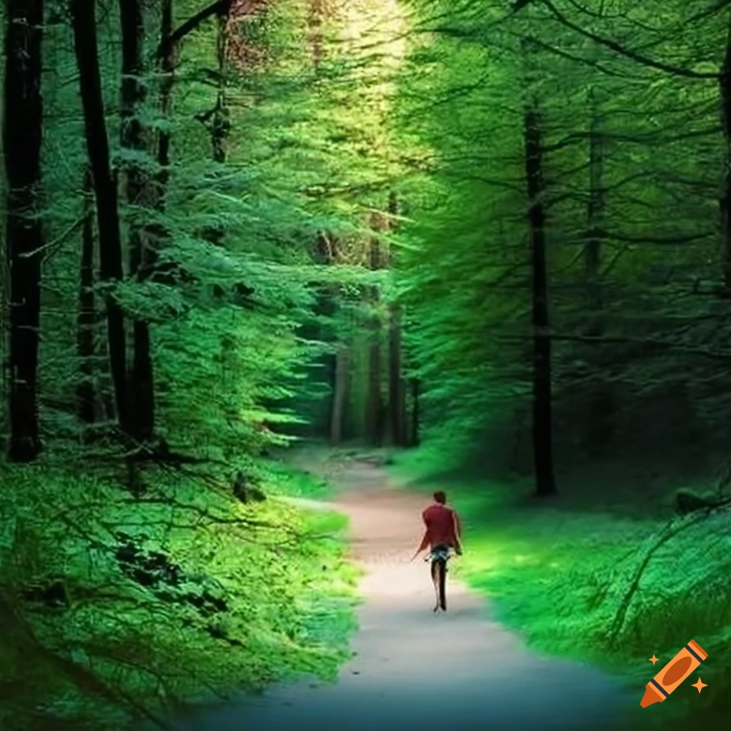 Two distinct paths entering the woods on Craiyon