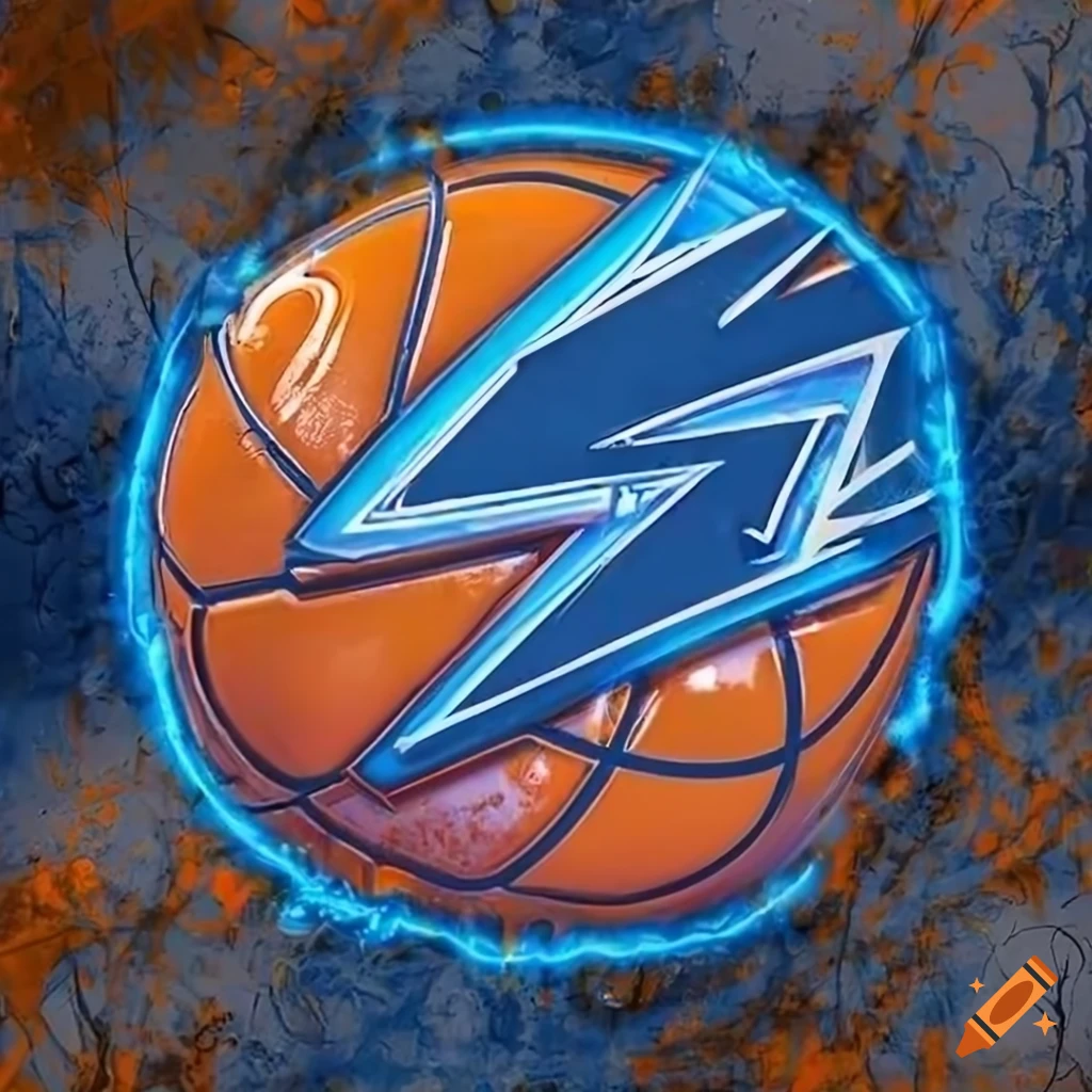 Okc thunder lightning logo basketball graffiti in blue and orange on ...