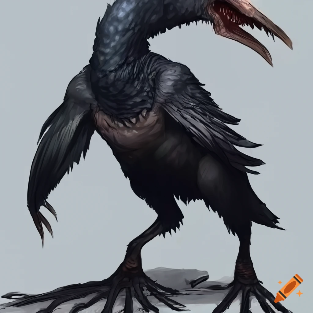 Cenozoic crow terror bird full body concept art on Craiyon