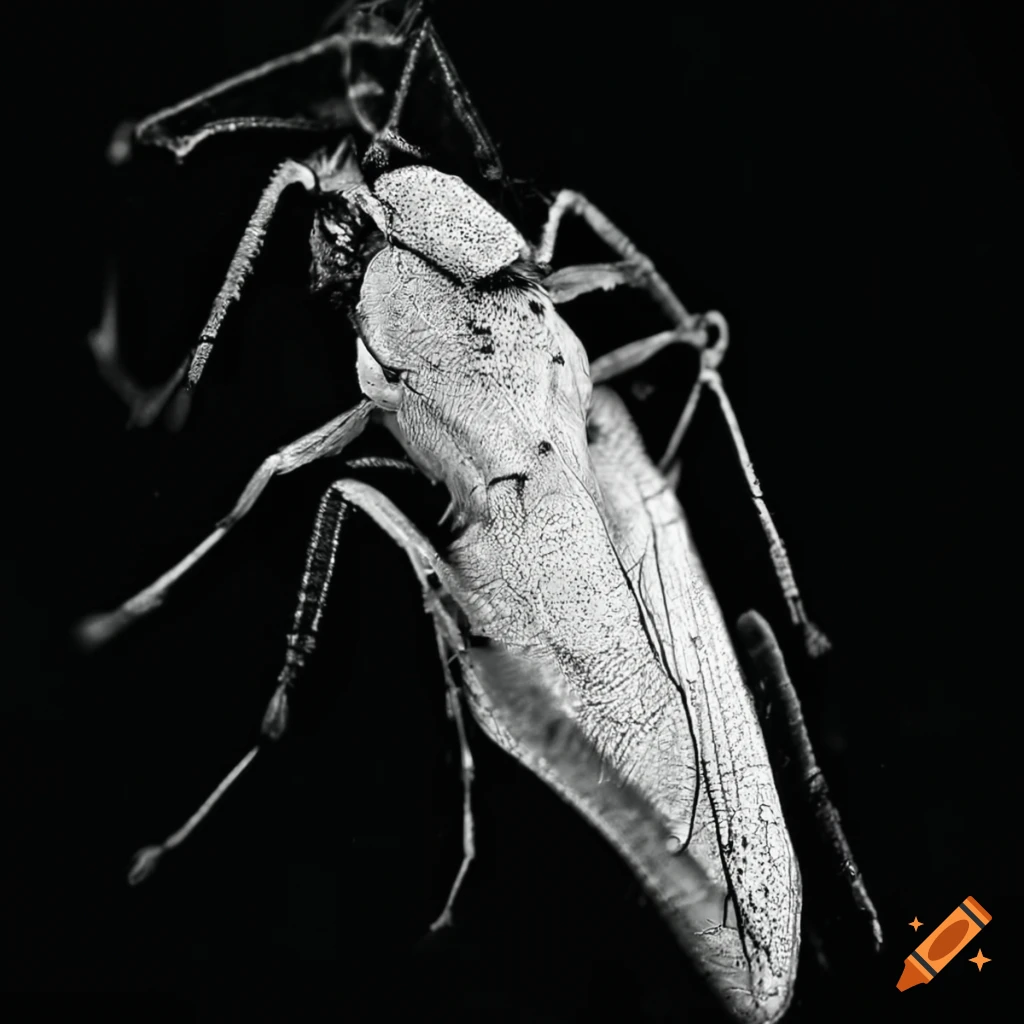 Black and white insect transformation on Craiyon