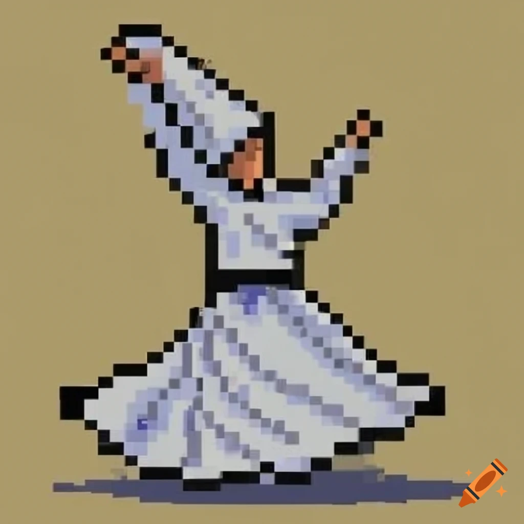 Sufi dancing in pixel art style on Craiyon