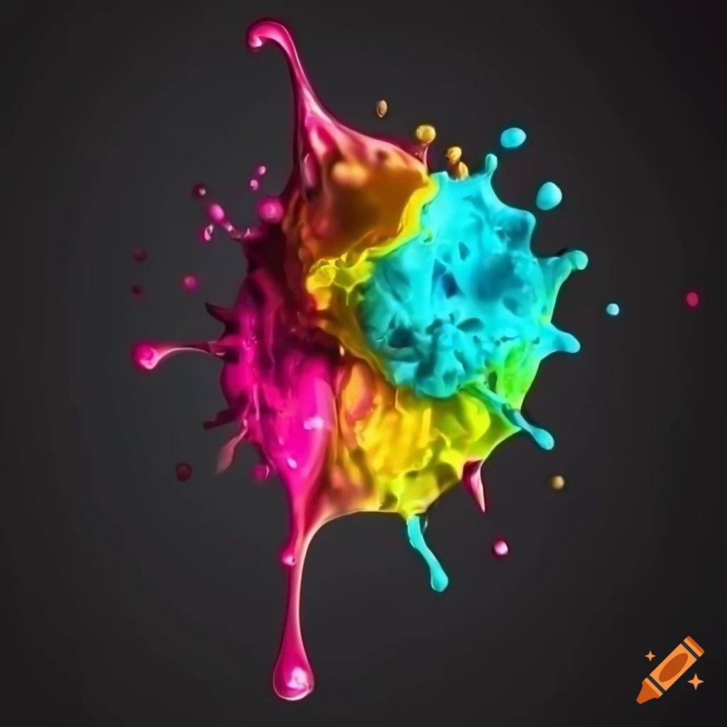 Vibrant splash of colors on a black background in 4k resolution on Craiyon