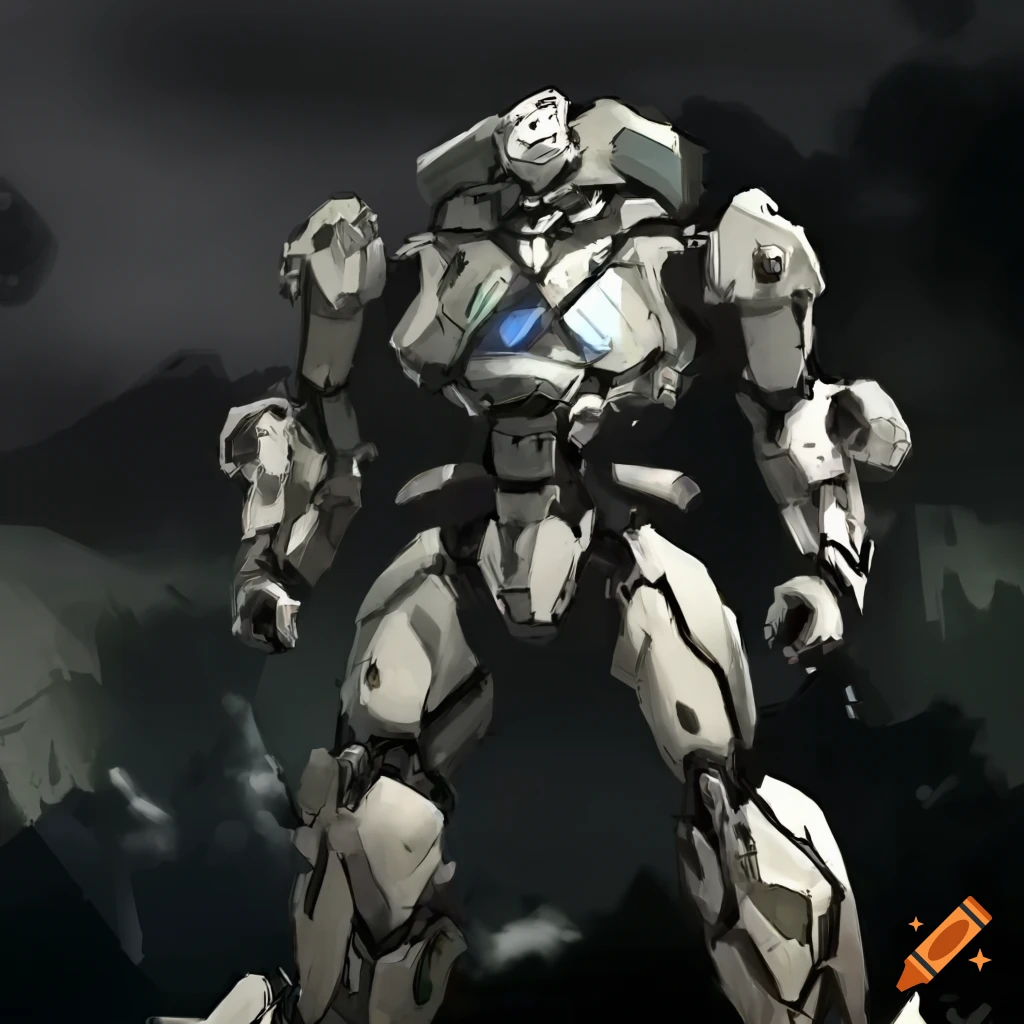 Mecha battle scene on Craiyon