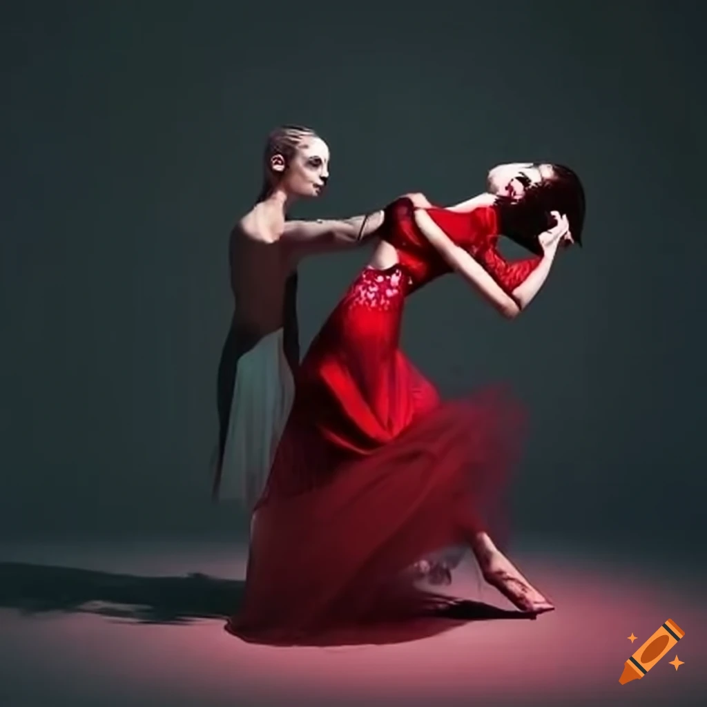 Two people dancing in rorschach test art style on Craiyon