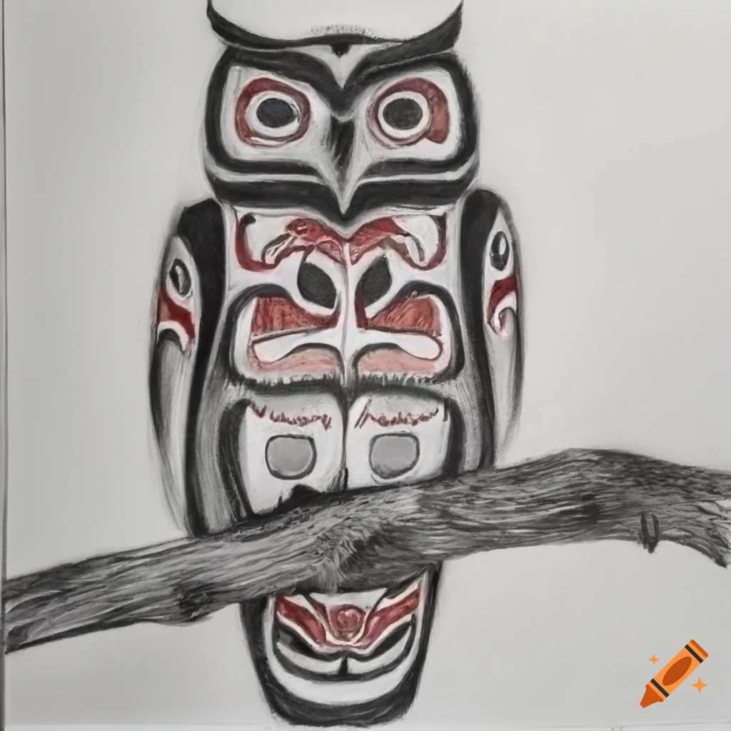 Northwest coast art owl on Craiyon