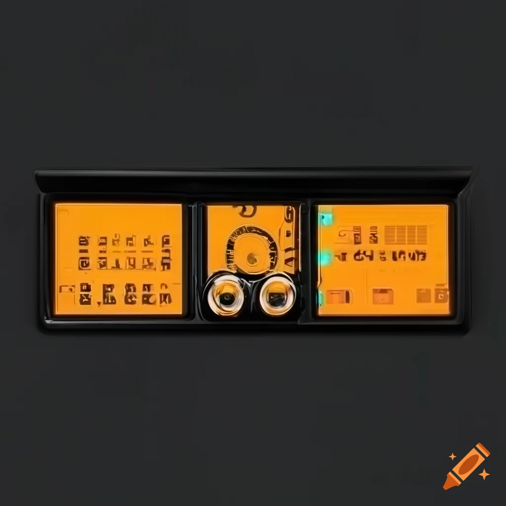 Digital square car dashboard with 80's aesthetics on Craiyon