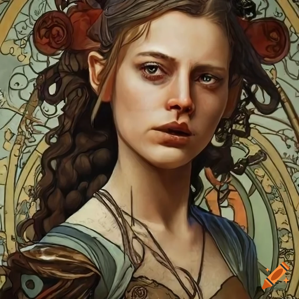 Hyperrealistic Yara Greyjoy with ancient war fleets by Bilibin ...