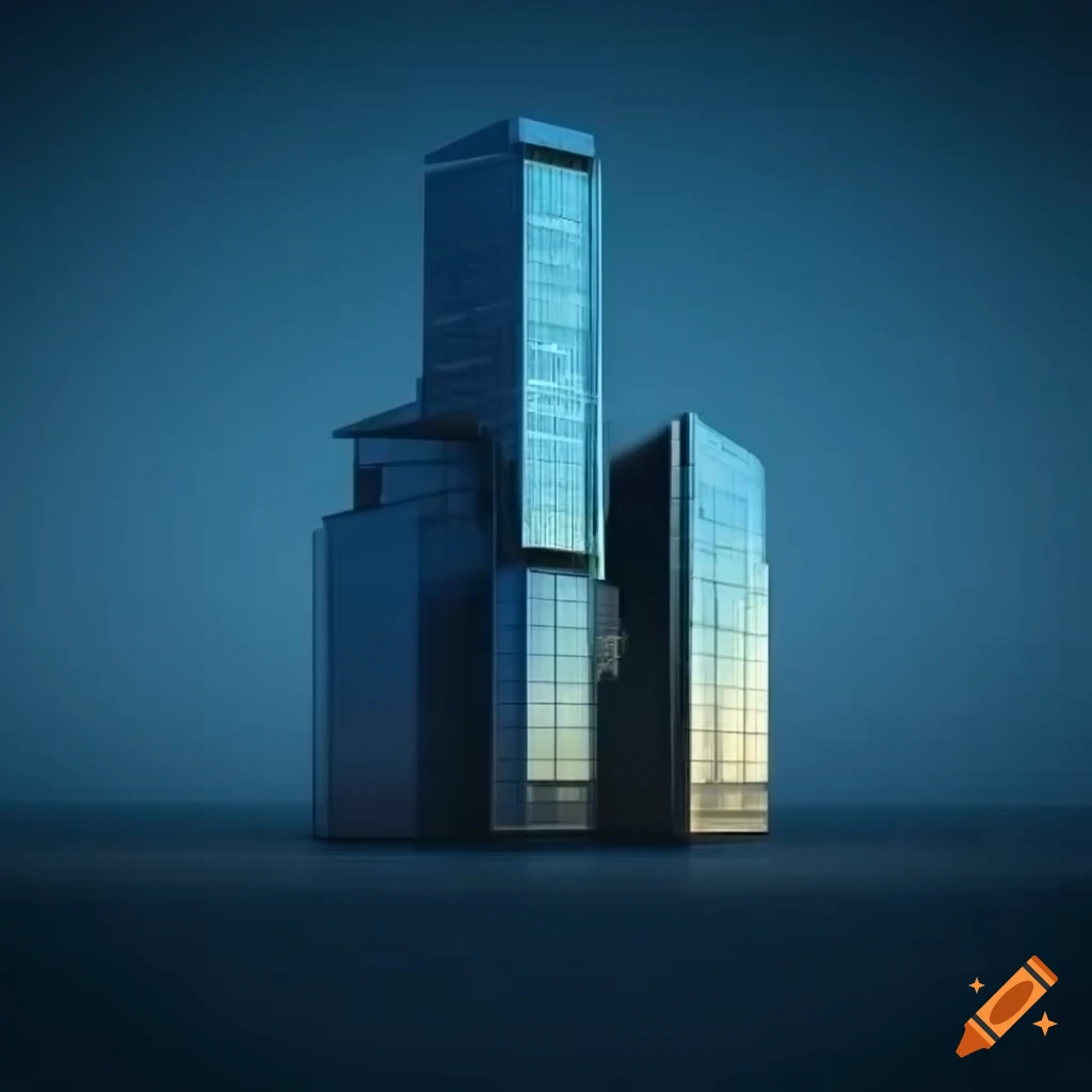 3D graphic model of complex building element on dark background on Craiyon