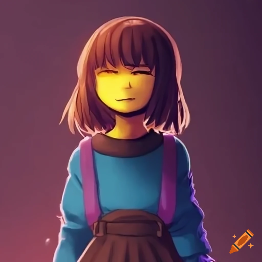 Frisk from Undertale in a detailed suspender skirt on Craiyon