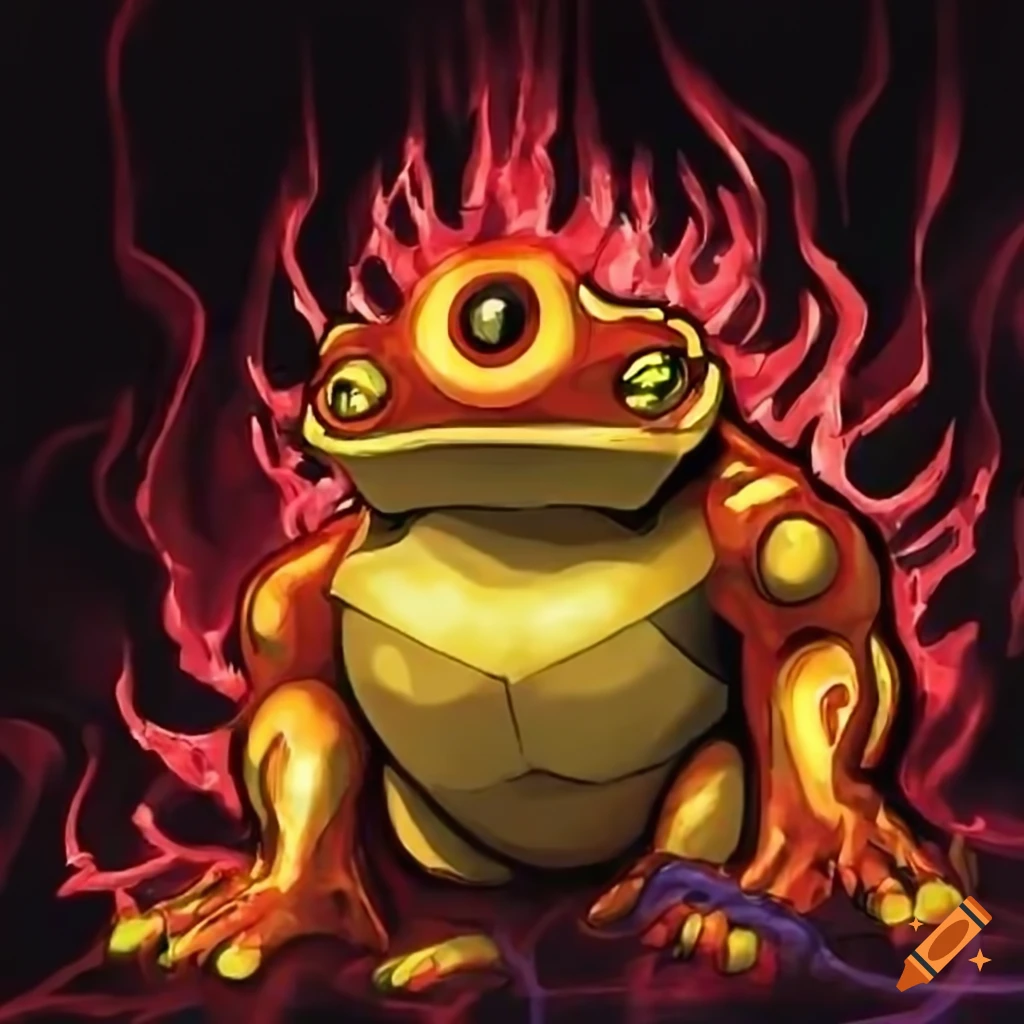 Yugioh fire frog card illustration on Craiyon