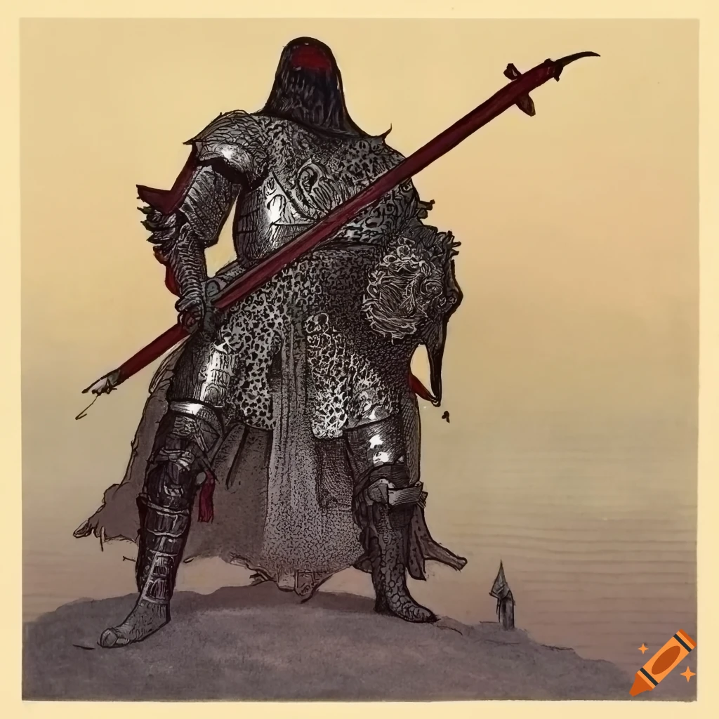 Detailed illustration of knights in the style of Gustave Doré on Craiyon