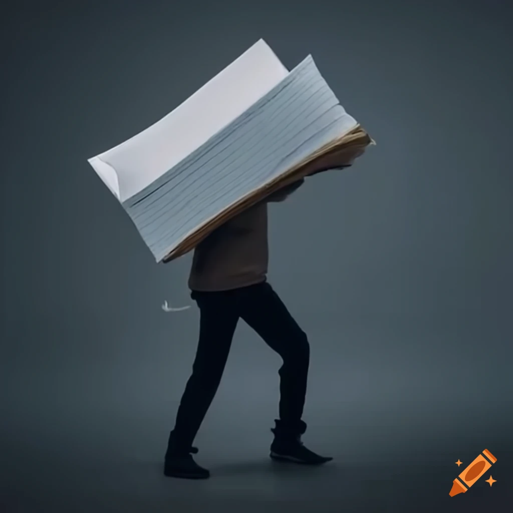 Man struggling with heavy documents at the office on Craiyon