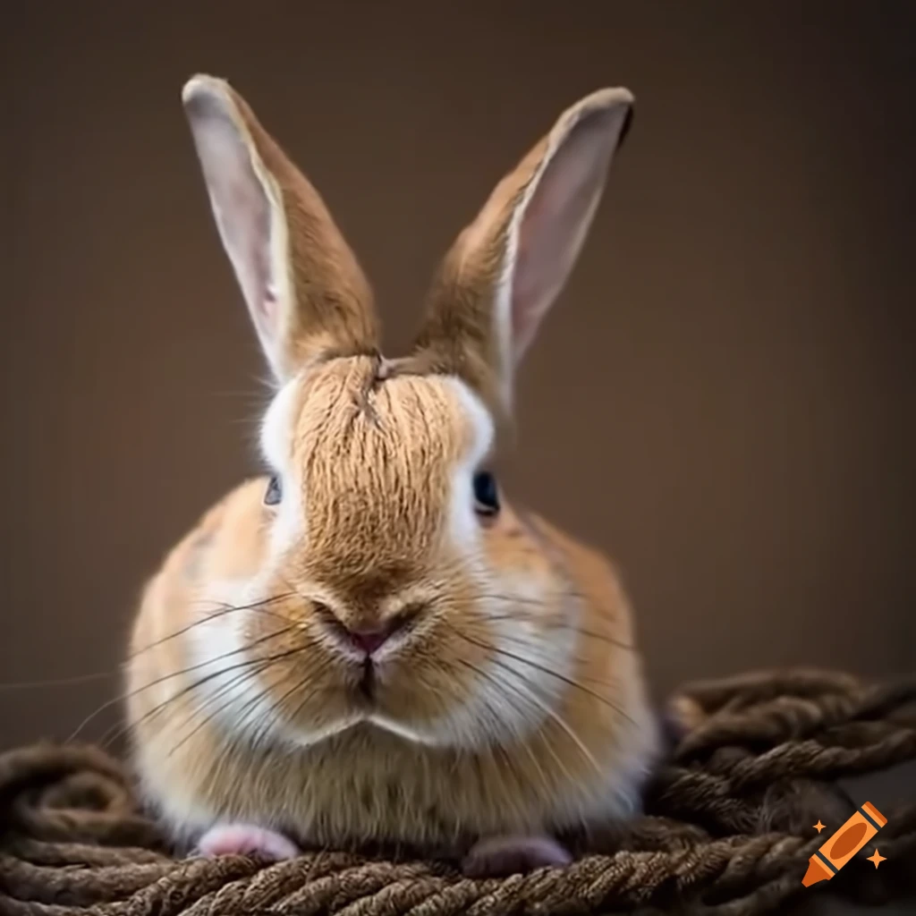 Adorable bunny playing with a knotted rope on Craiyon