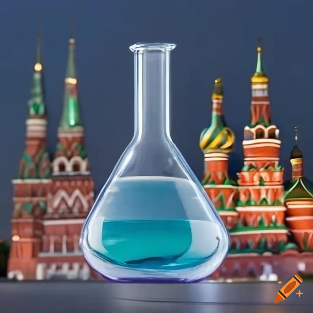 Laboratory flask in the red square, moscow on Craiyon