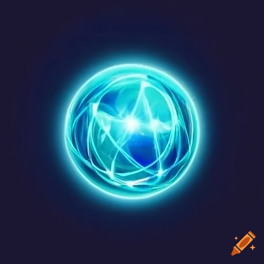 Cyan energy ball emitting light in space nebula on Craiyon