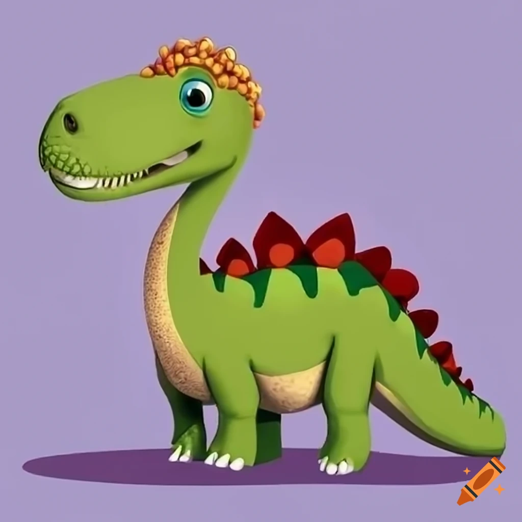Adorable animated stegosaurus in a colorful and joyful setting on Craiyon