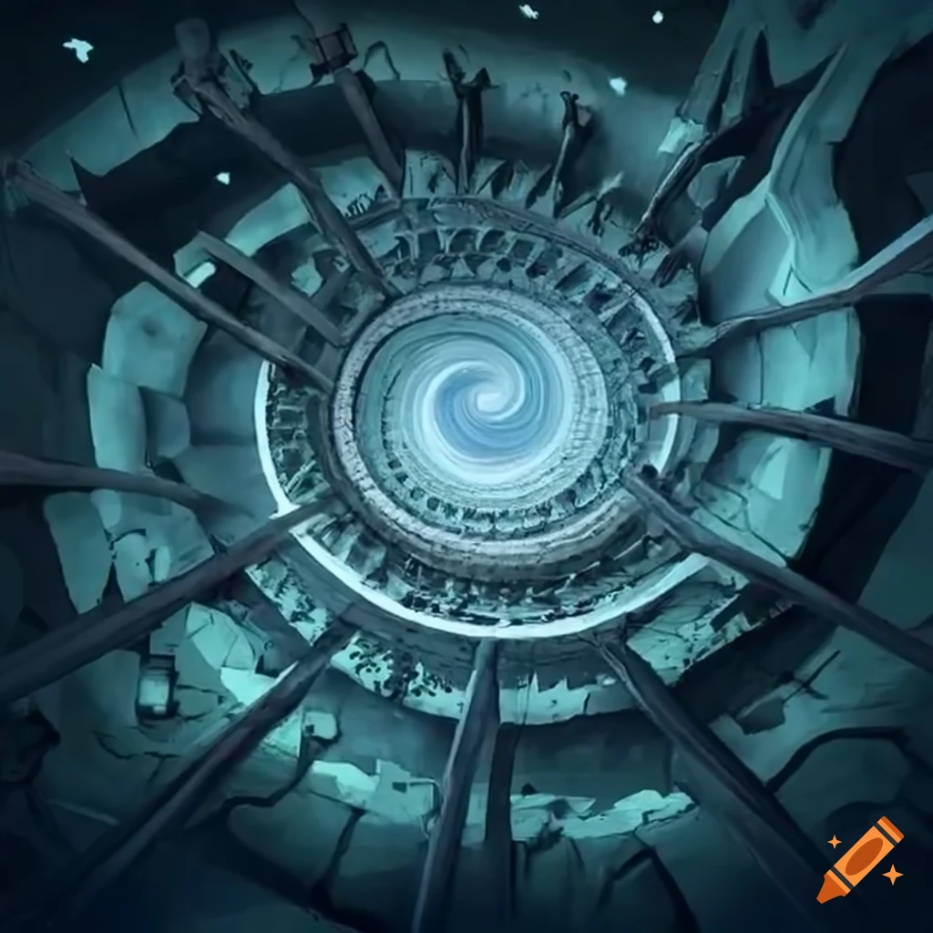 Spiraling stairway into the abyss in a fantasy artwork on Craiyon