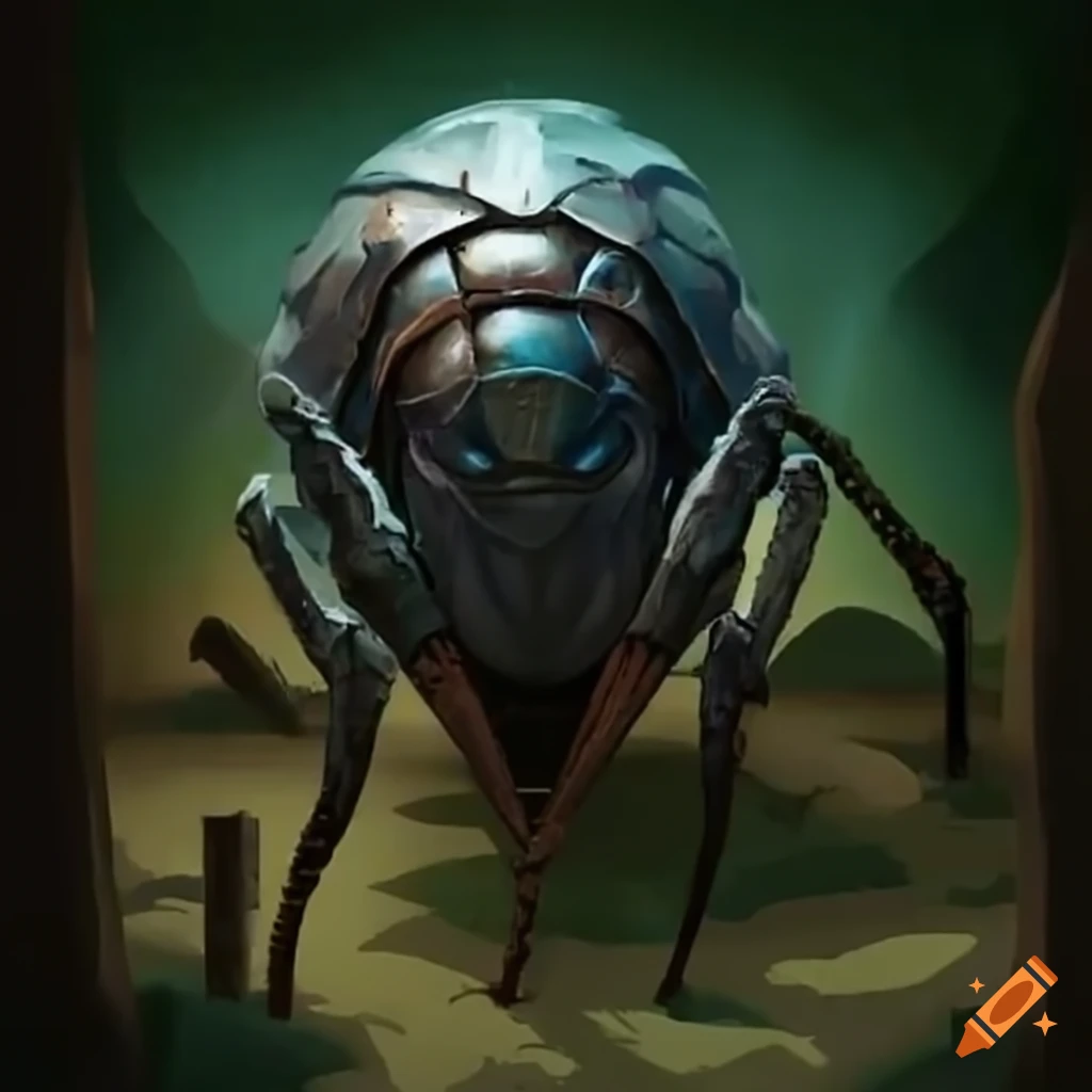 Steelcrawler, the giant bug with steel armor in the jungle on Craiyon