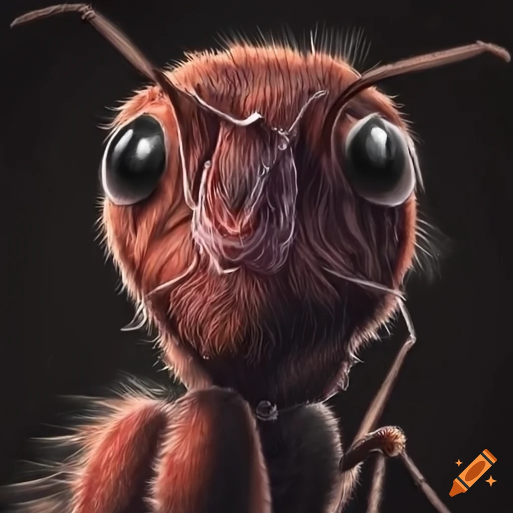 Realistic drawing of a furry ant on Craiyon