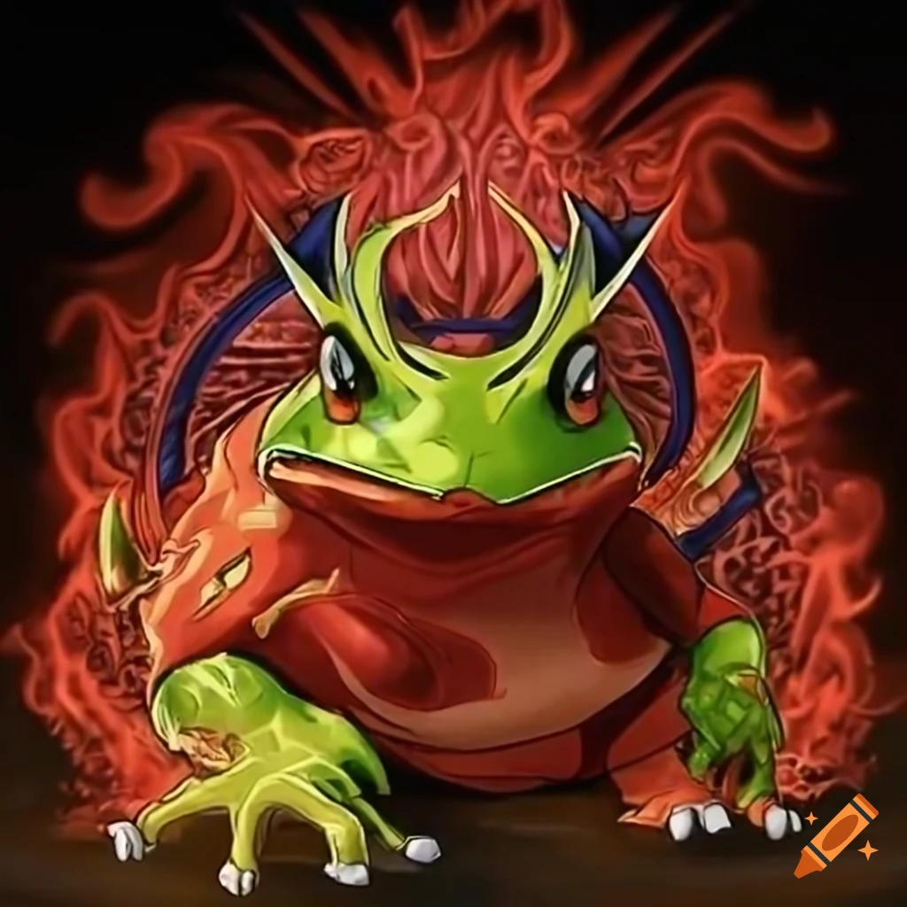 Yugioh fire frog beast card illustration on Craiyon