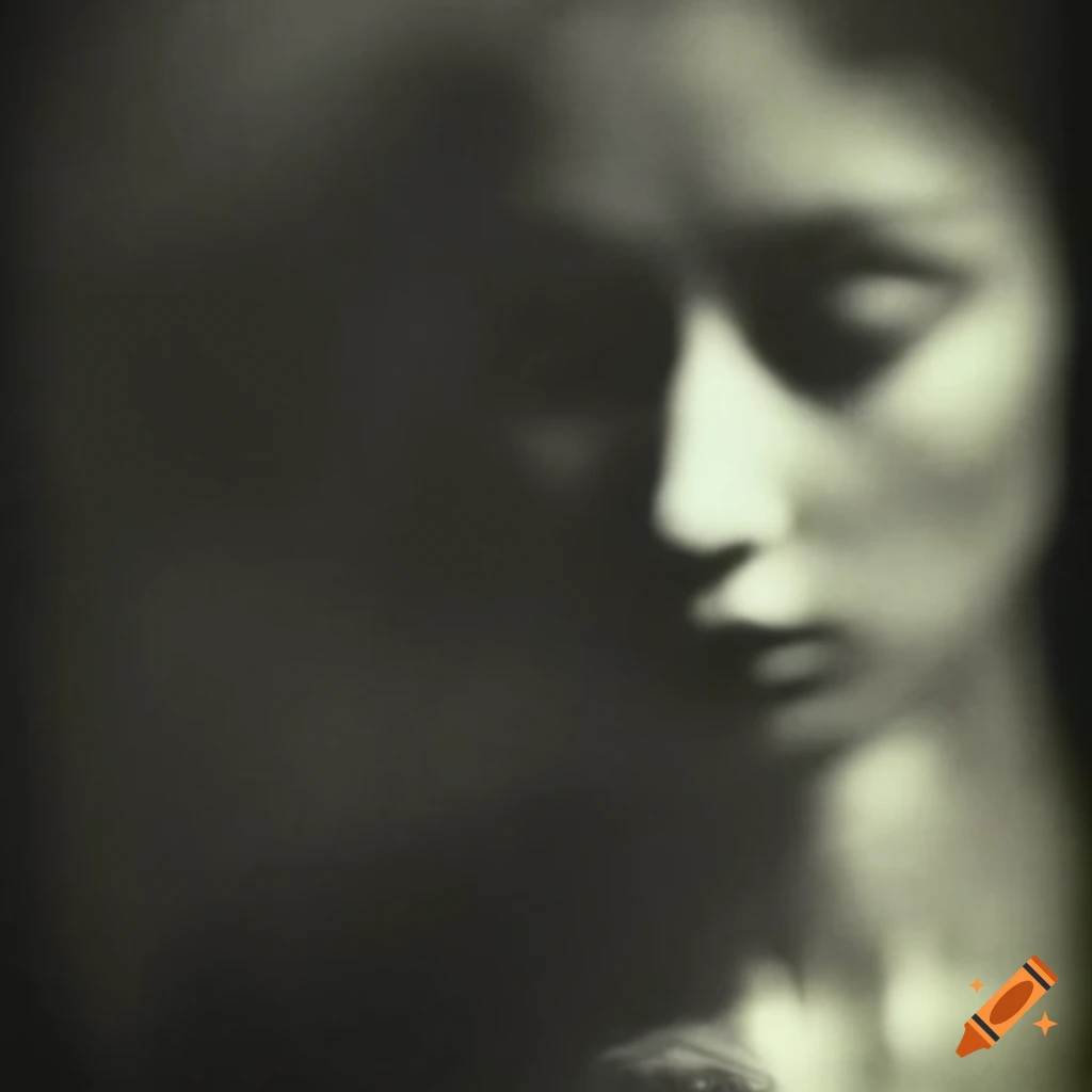 Blurry shot of beautiful woman with big flowers in vintage photography style by deborah ...