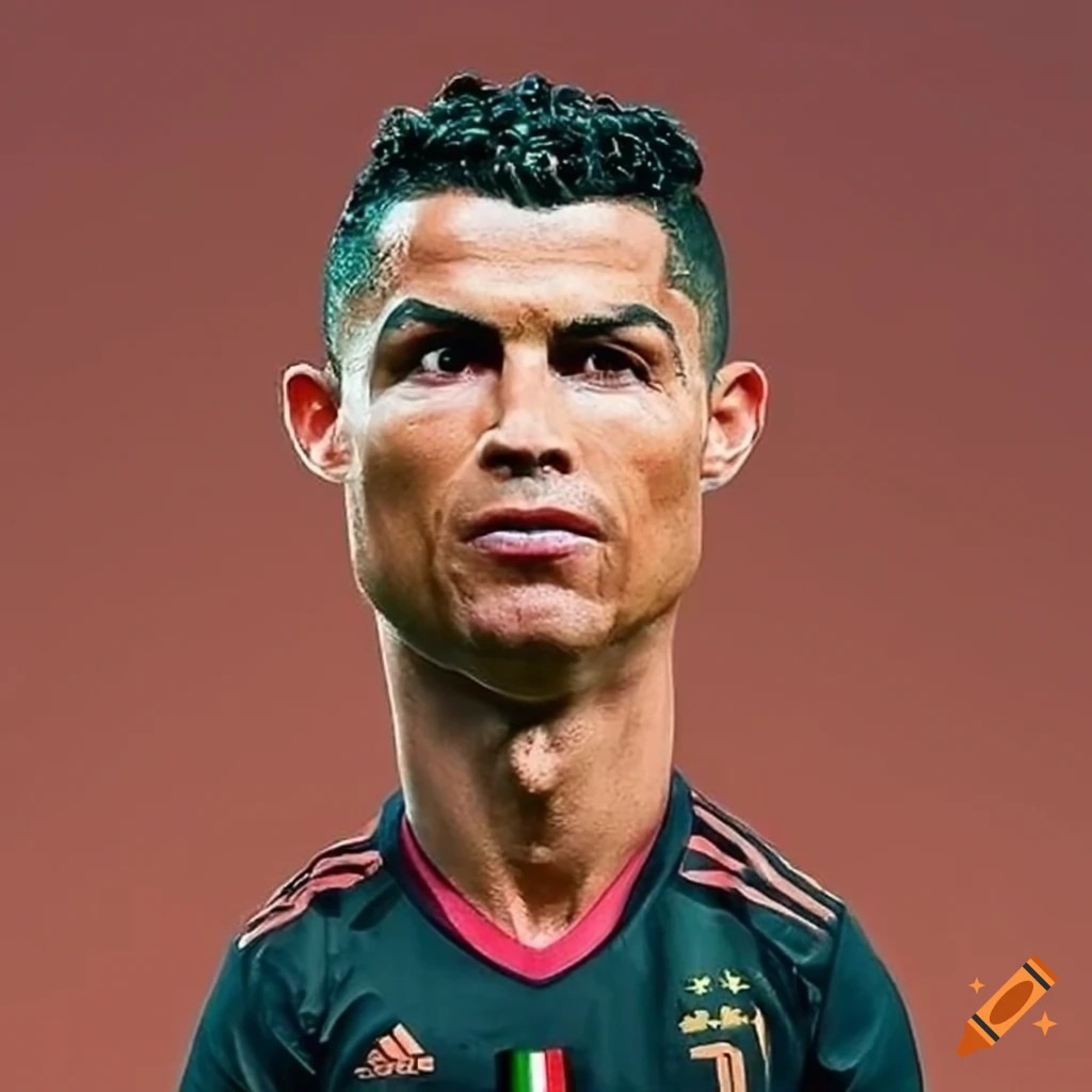 Caricature of cristiano ronaldo with an enlarged head on Craiyon