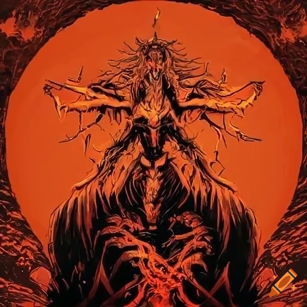 Bright neon demonic insect dragon apostle in art nouveau style on Craiyon