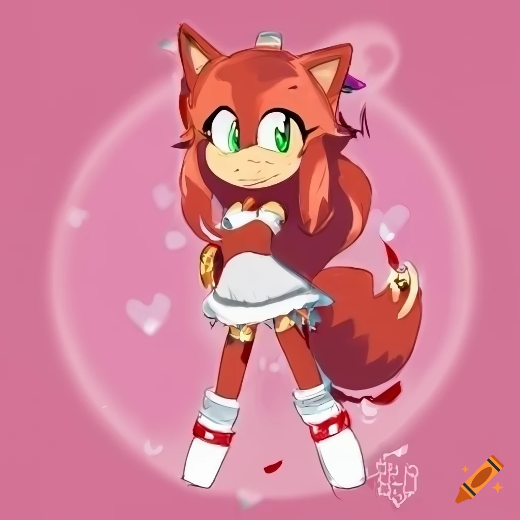 Valentine prower, a sonic fox oc with a lovecore outfit on Craiyon