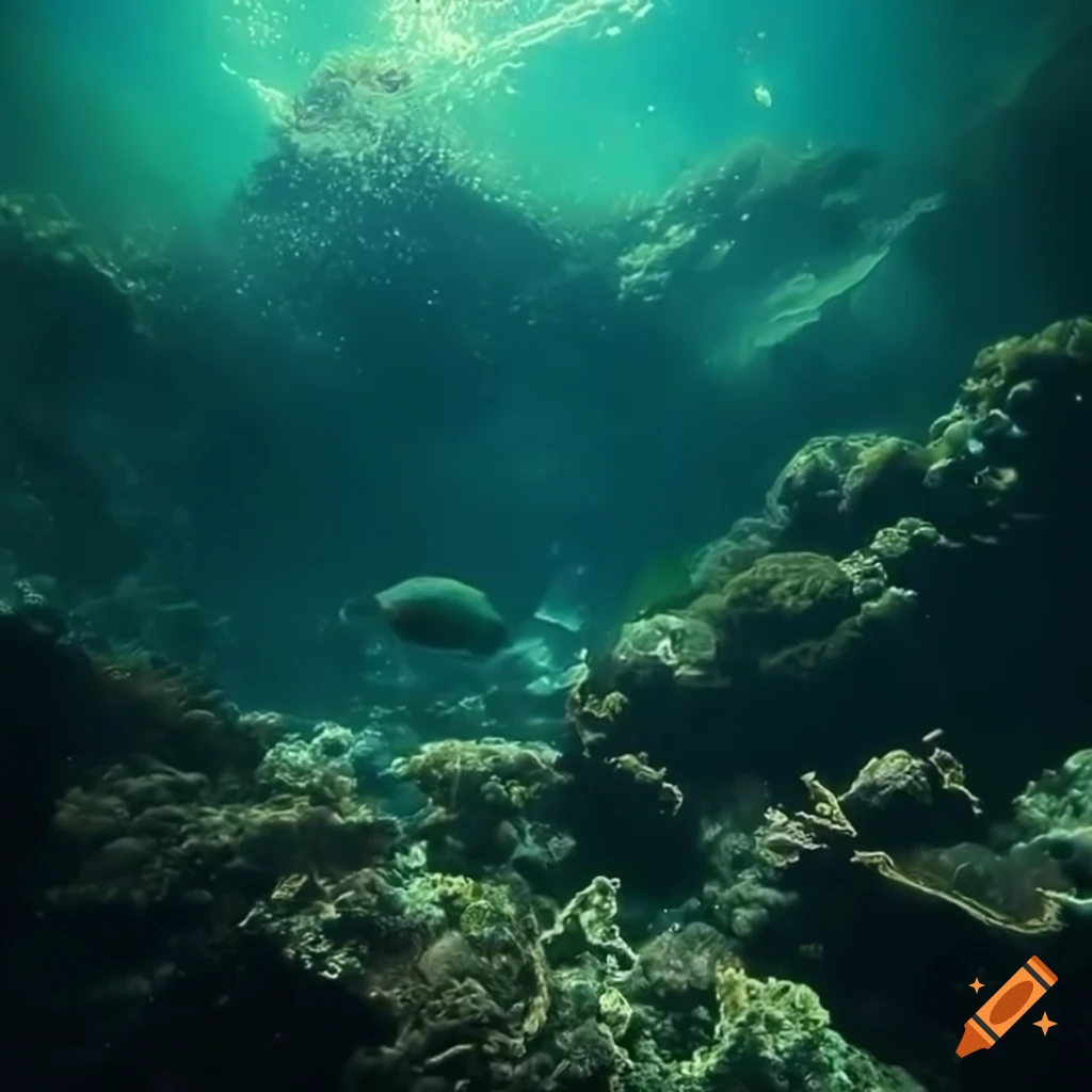 Enchanted underwater realm - a hidden saltwater lake with vibrant fish ...