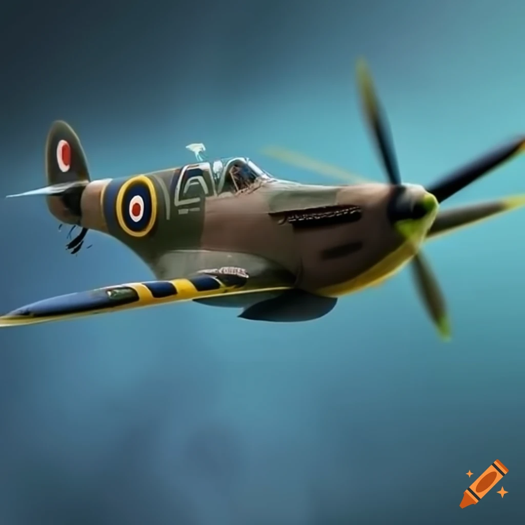 Spitfire airplane in action on Craiyon