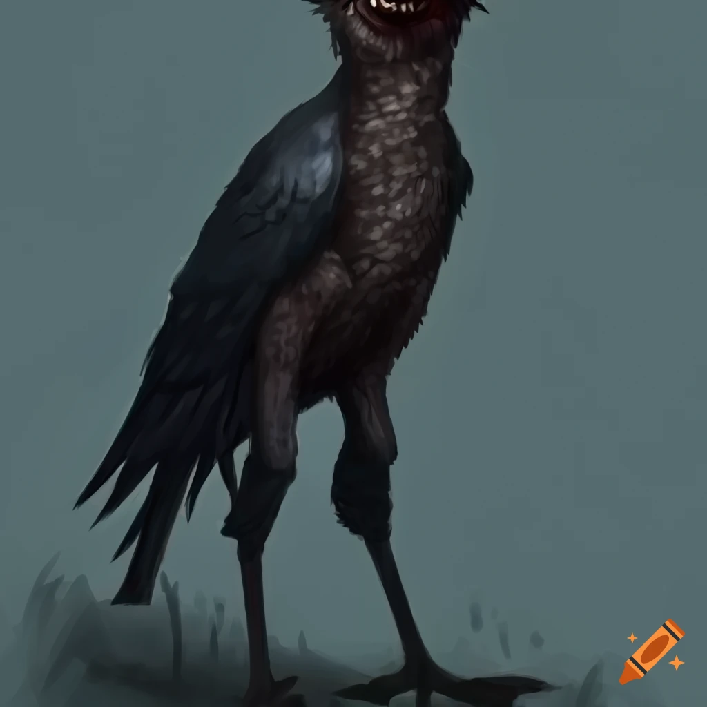 Cenozoic crow terror bird full body concept art on Craiyon