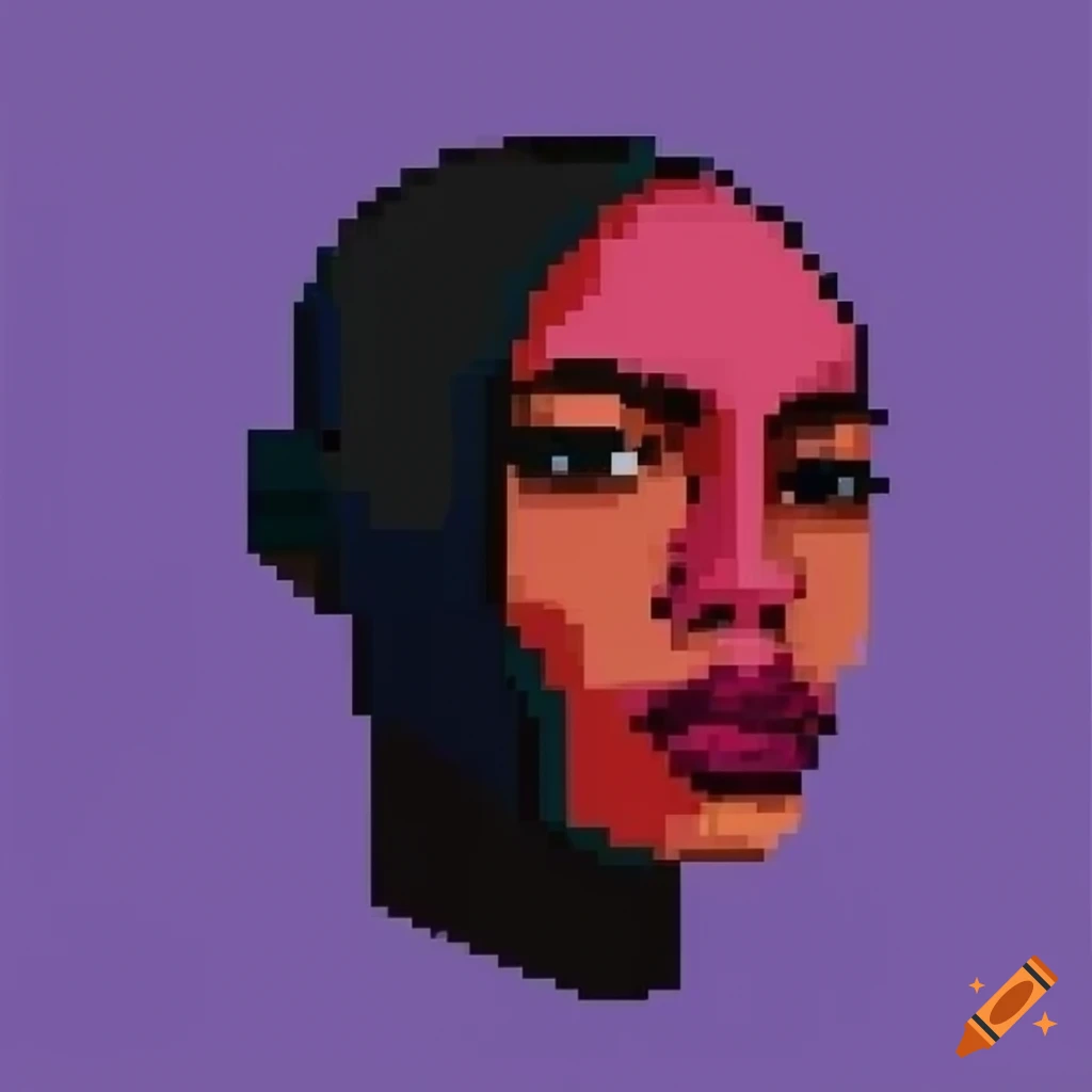 Pixelated silhouette portrait painting of woman and man in picasso ...