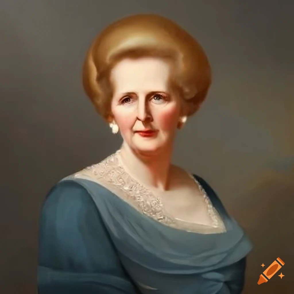 Elegant neoclassical style portrait of Margaret Thatcher on Craiyon