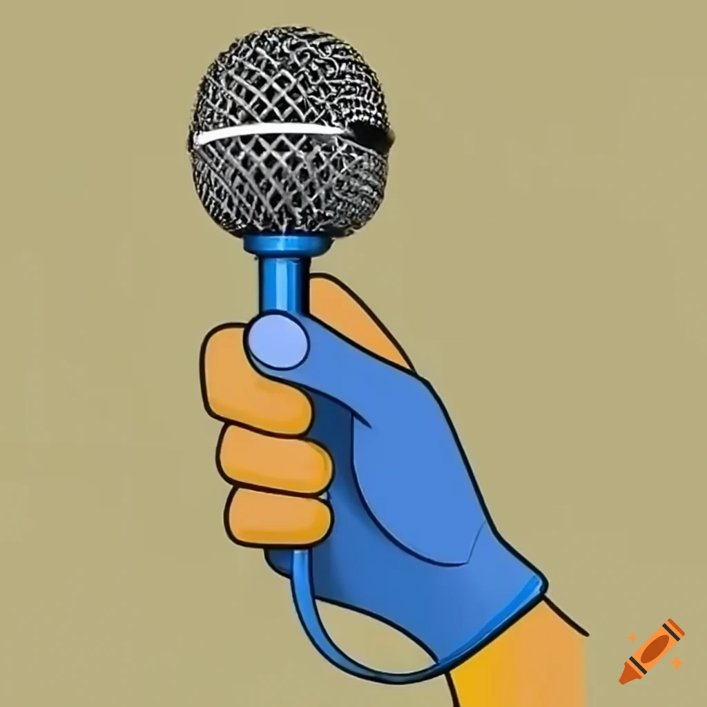 Strong hand holding a microphone on Craiyon