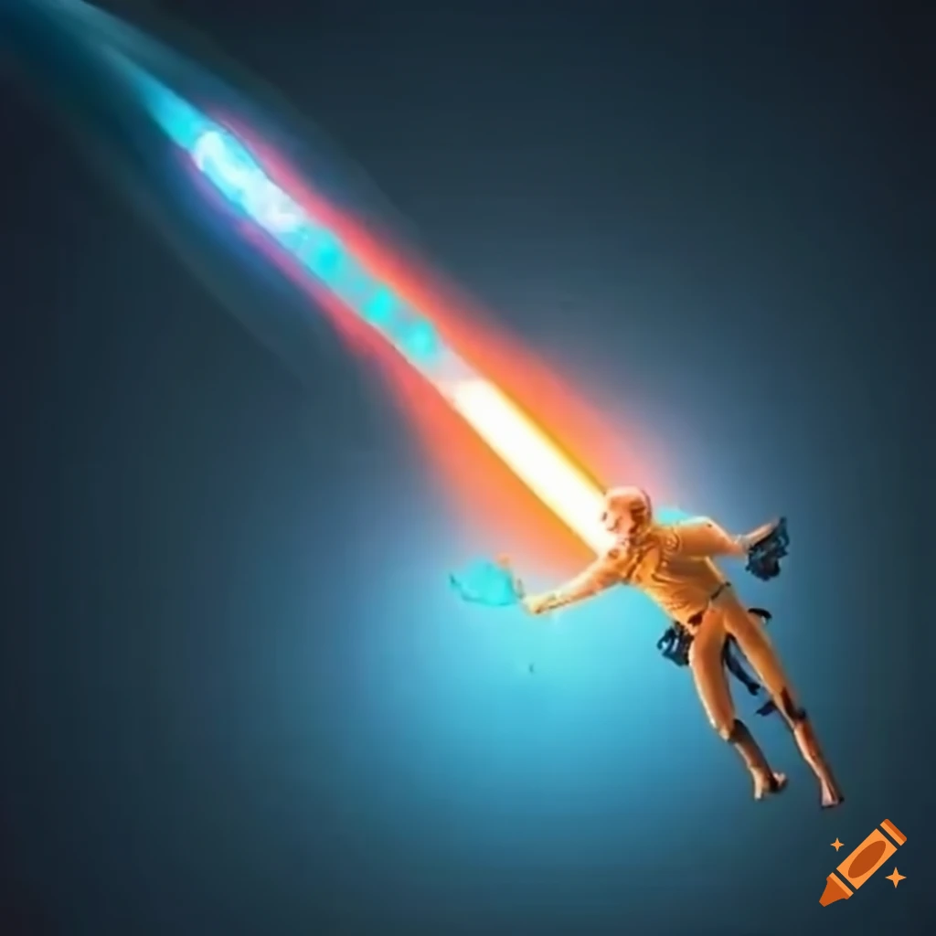 Man getting beamed into a spaceship on Craiyon