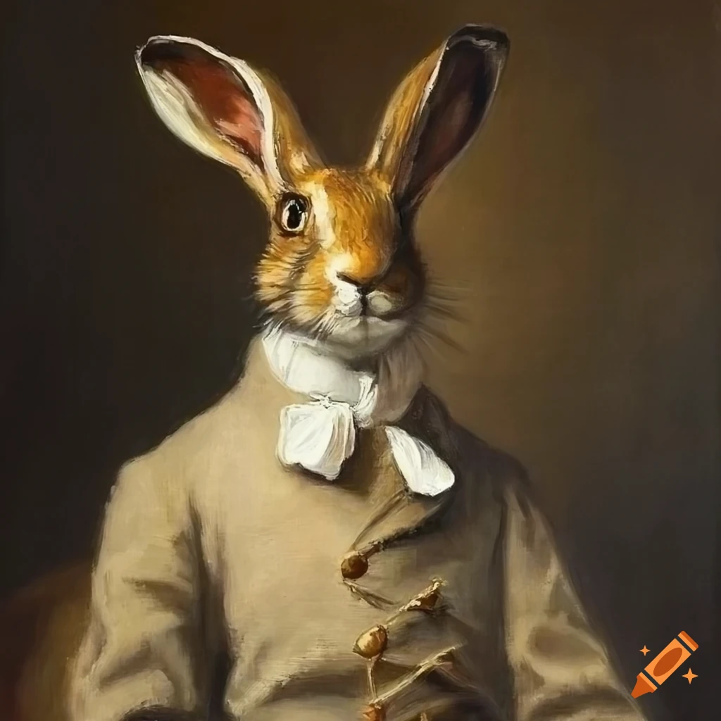 Portrait of a royal hare in a victorian suit on Craiyon