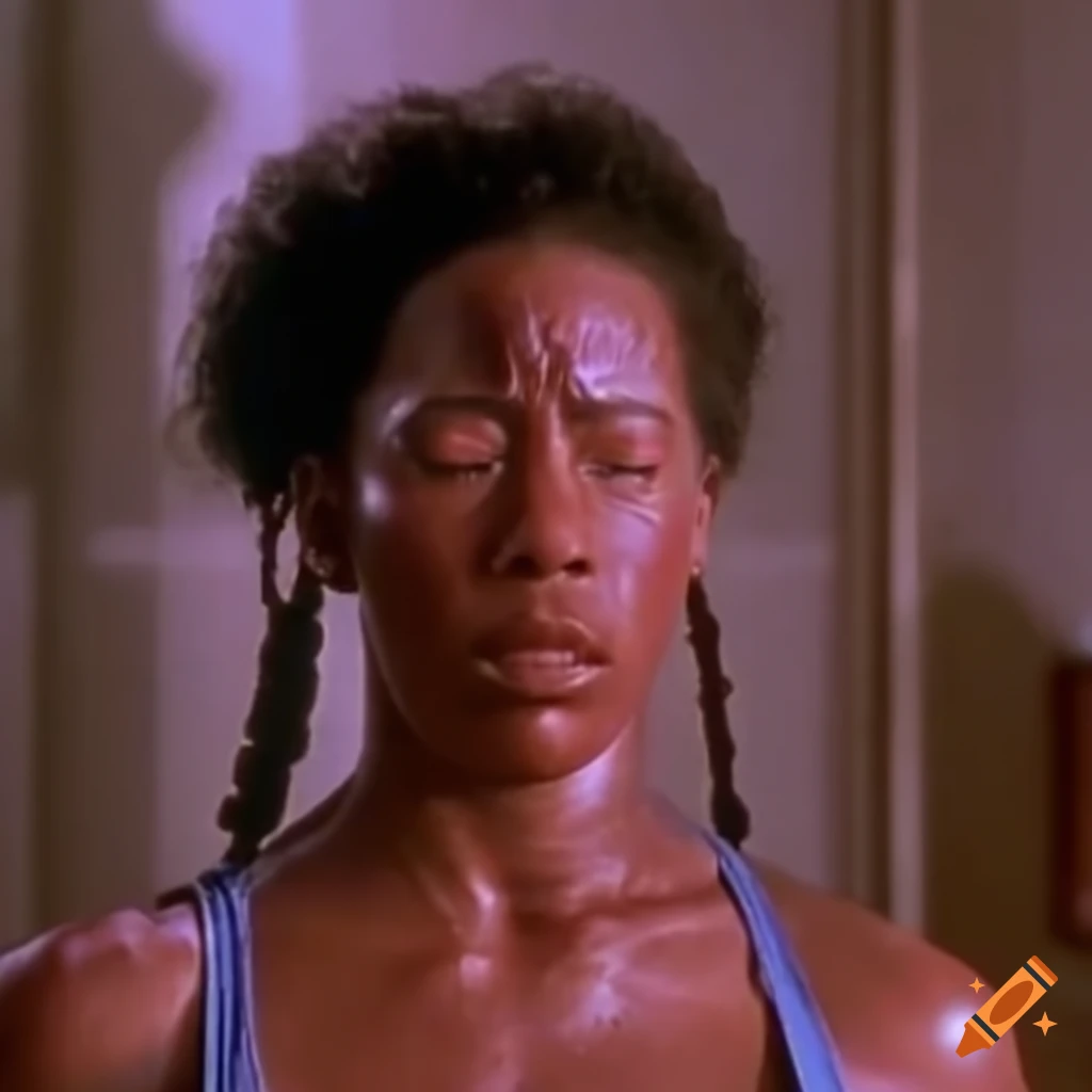 Dizzy black woman martial fighter with a very dizzy expression on Craiyon