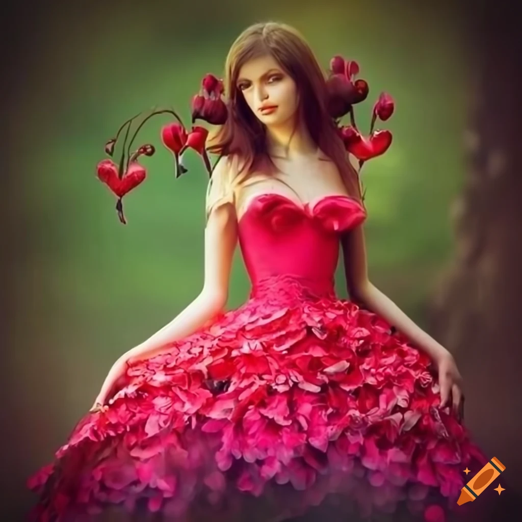 Dress made of bleeding heart flowers on Craiyon