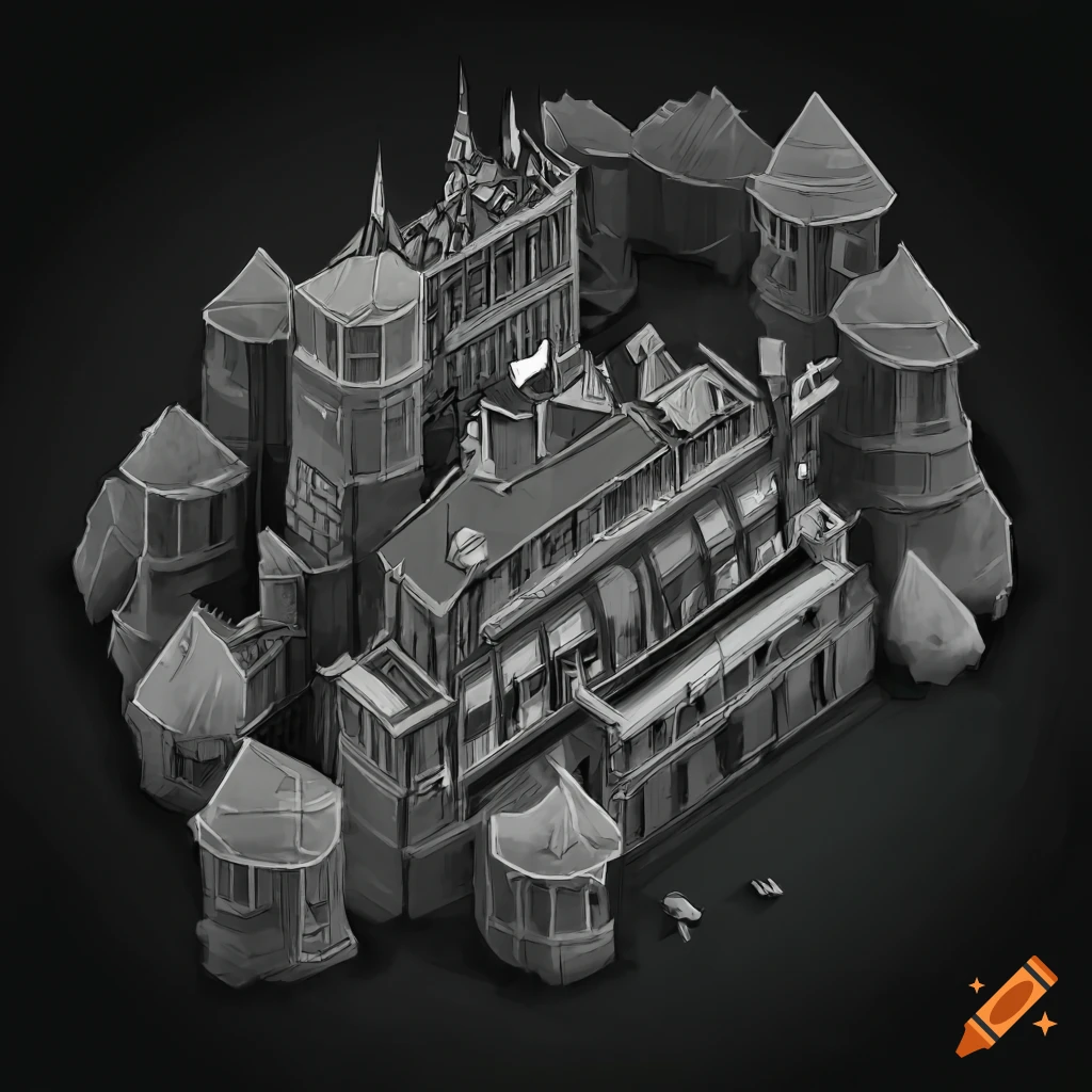 Wizard university campus in a fantasy RPG game with mountain city and ...