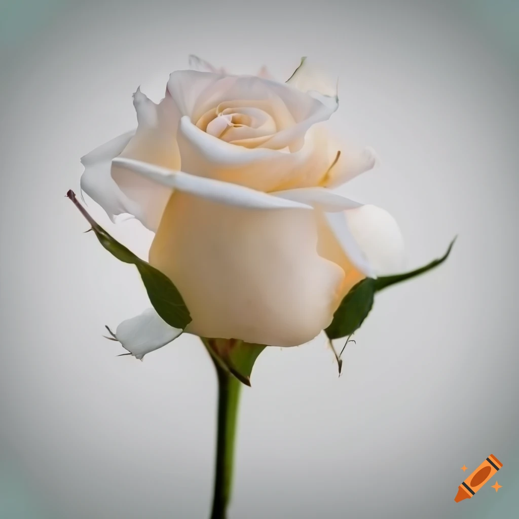 Delicate white rose bloom on a white background on Craiyon