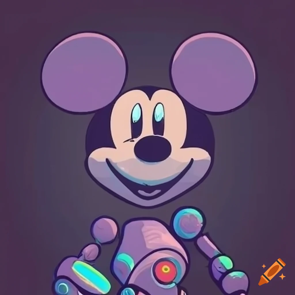 Mickey mouse depicted as a sci-fi robot on Craiyon