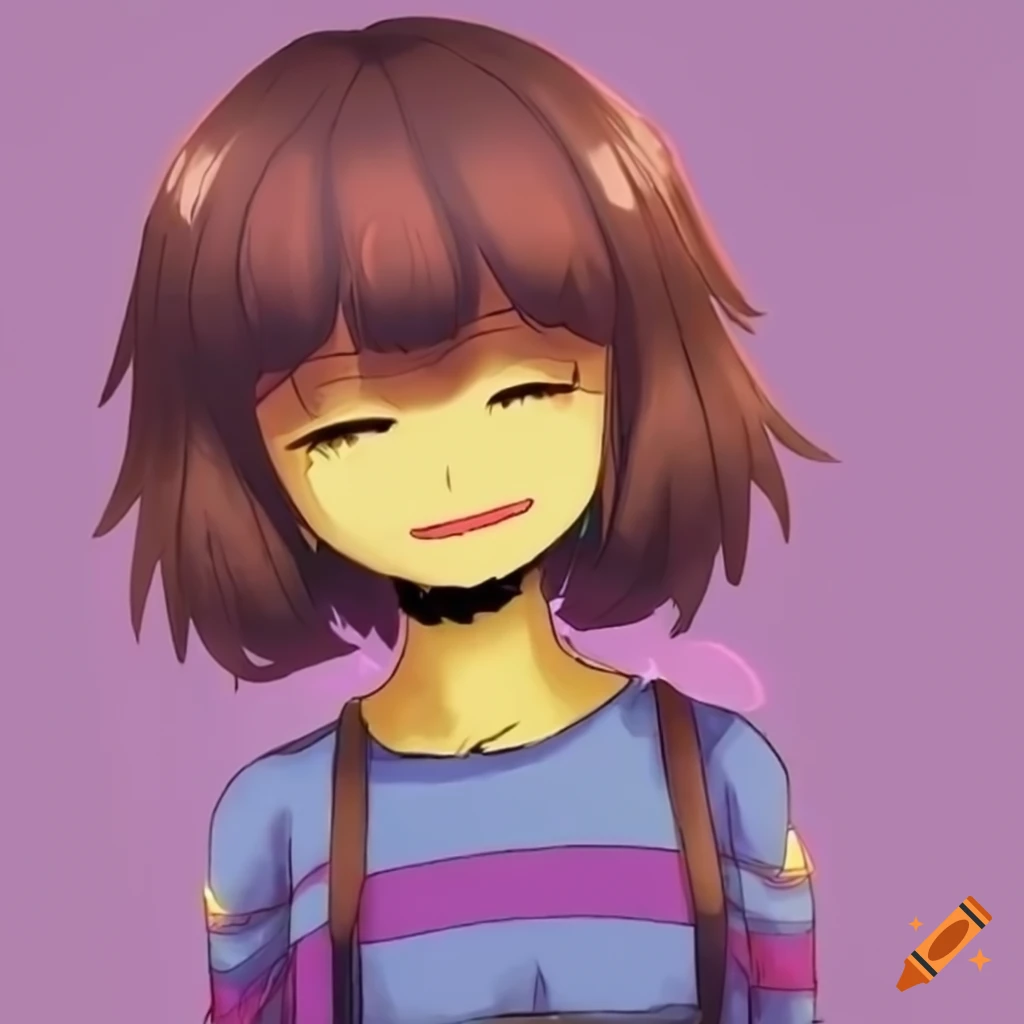 Frisk from undertale in a detailed suspender skirt on Craiyon
