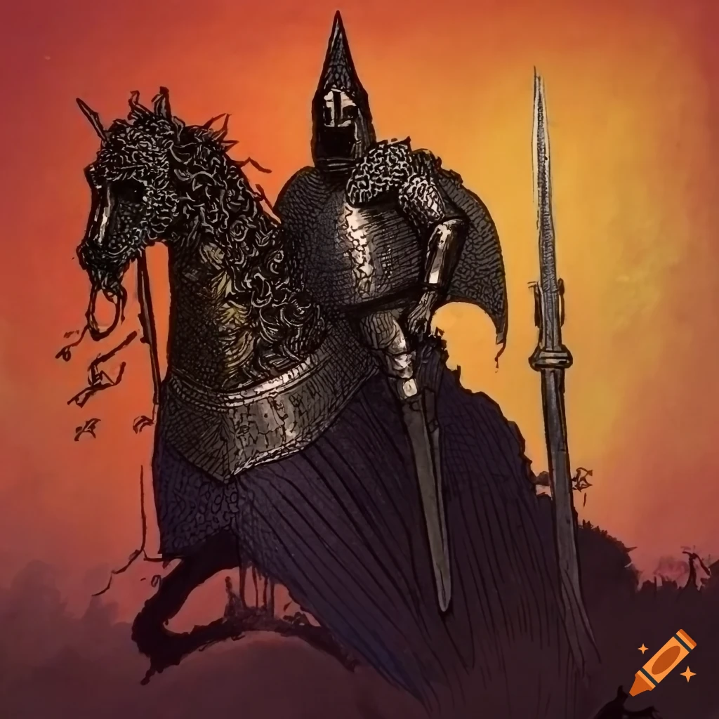 Detailed illustration of knights in the style of gustave doré on Craiyon